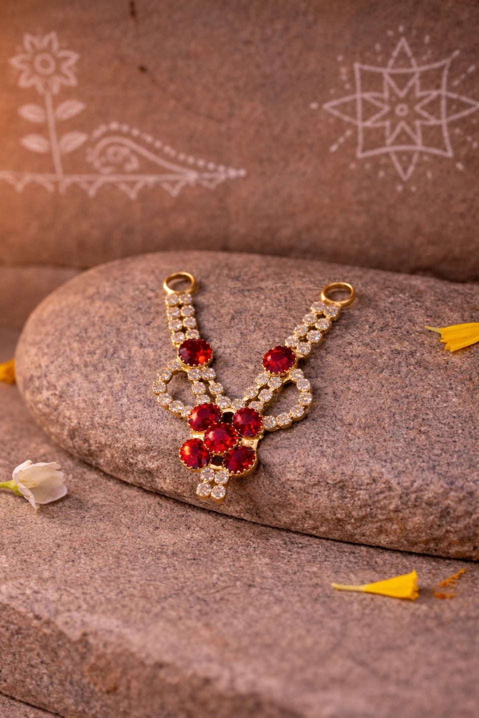 Laddu Gopal Jewellery - Temple Style Red Stone Work | Mero Kanha Ji
